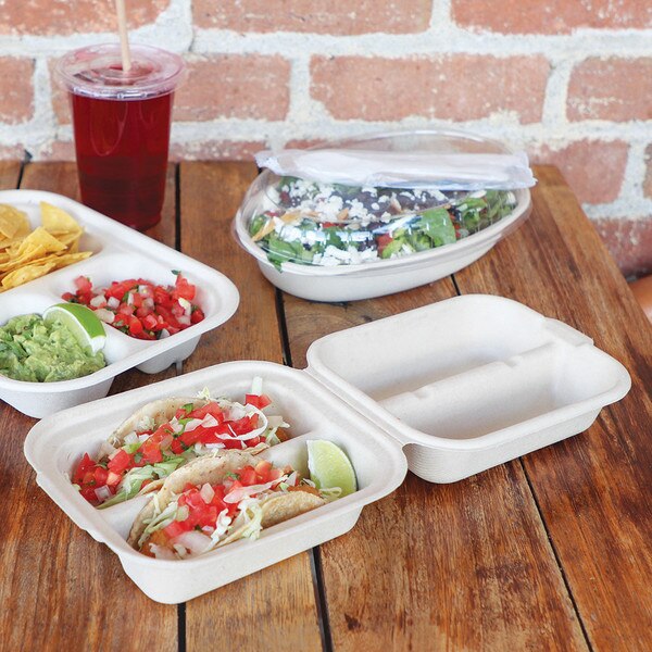 8x5x3" Fiber Taco Box, 2-Compt - World Centric
