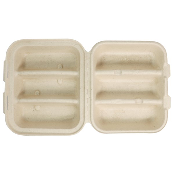 8x7x3" Fiber Taco Box, 3-Compt - World Centric