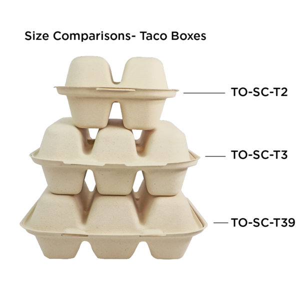 8x7x3" Fiber Taco Box, 3-Compt - World Centric