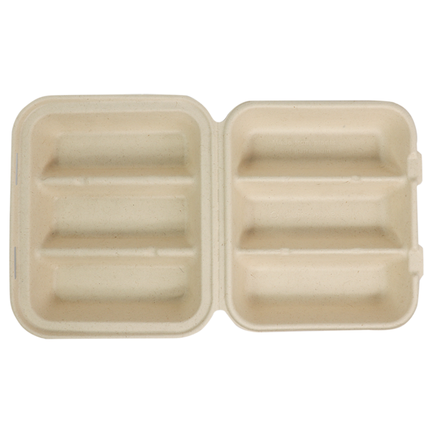 9x8x3" Fiber Taco Box, 3-Compt - World Centric
