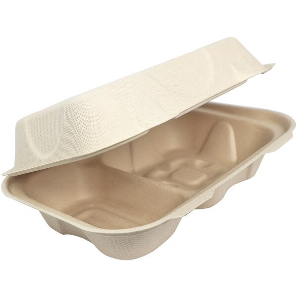 9x6x3” Fiber Hoagie Box, 2-Compt - World Centric
