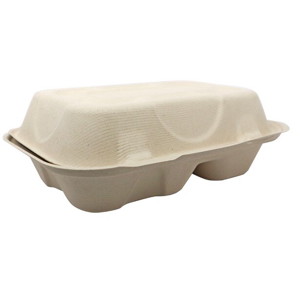 9x6x3” Fiber Hoagie Box, 2-Compt - World Centric