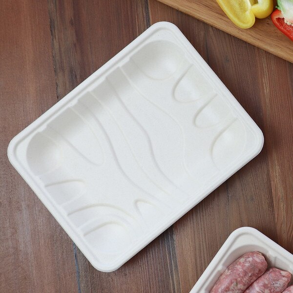 10.5x8.2x1.25 in Fiber Meat and Produce Tray - World Centric