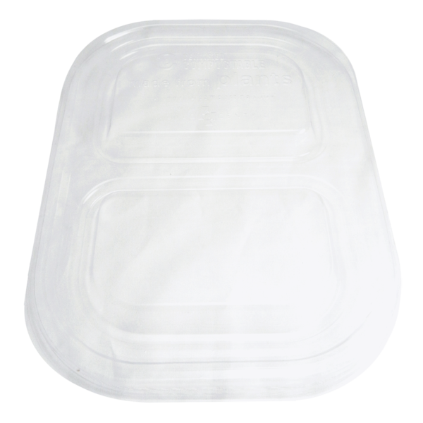 LID PLA - 8x6" Fiber Container, Clear, 2-Compt - World Centric