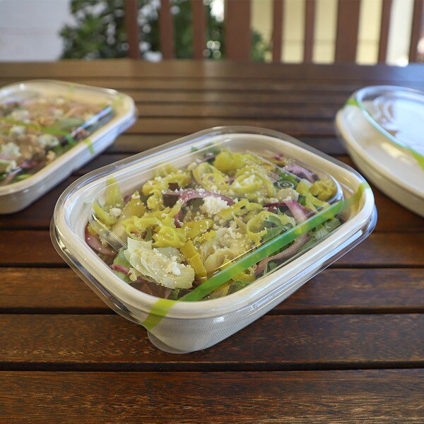 Lid PLA - 8x6" Fiber Containers, Clear, Stripe - World Centric
